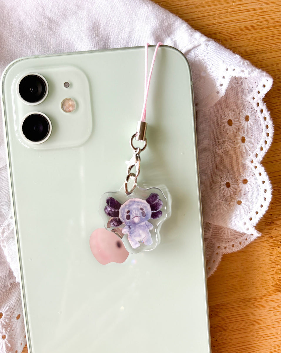 Pebbles the Axolotl Plushie Phone Charm – BasuraGang