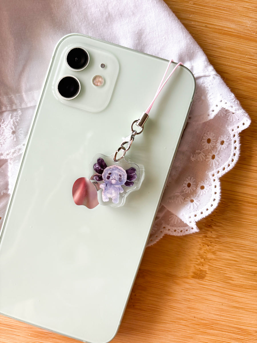 Pebbles the Axolotl Plushie Phone Charm – BasuraGang