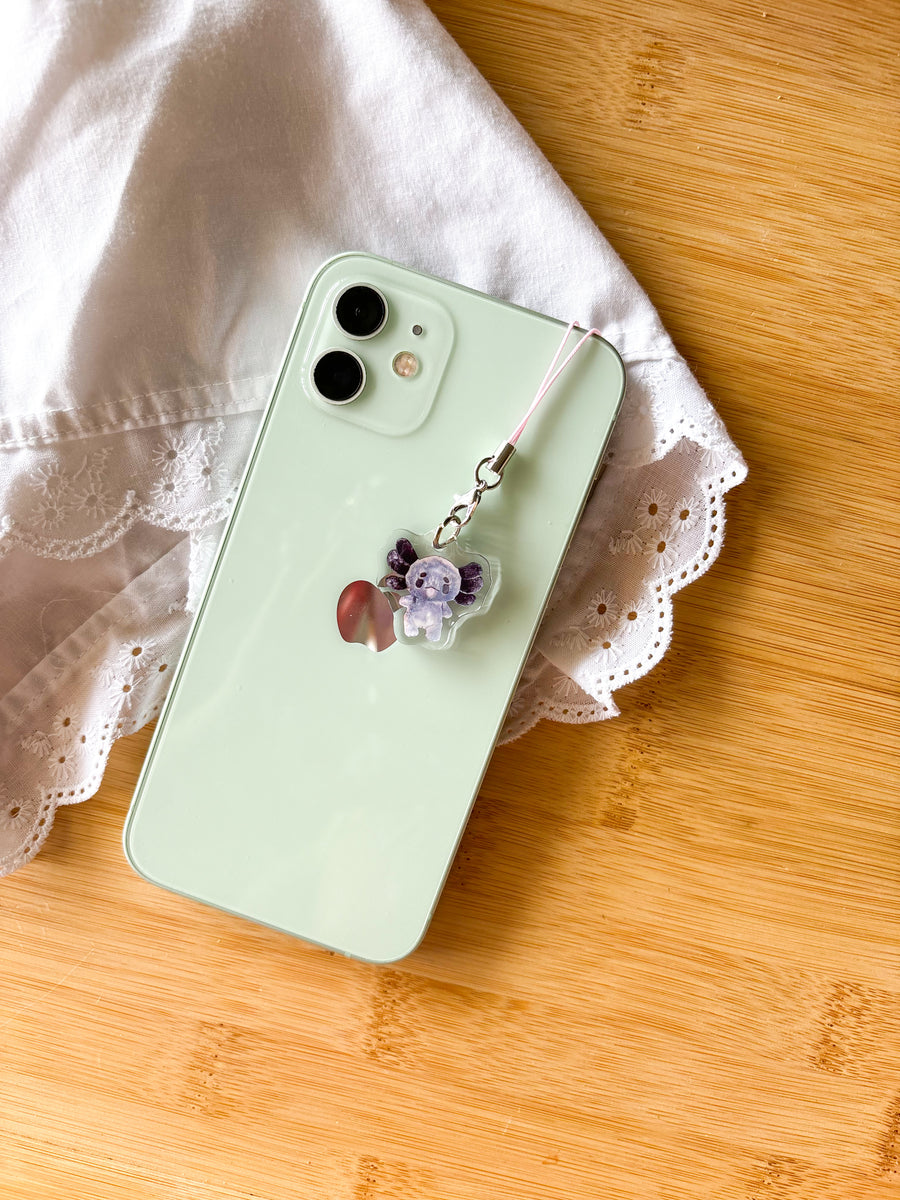 Pebbles the Axolotl Plushie Phone Charm – BasuraGang